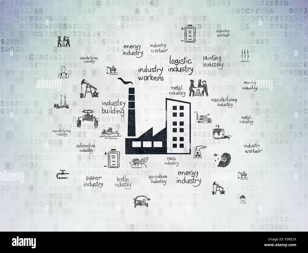 Industry concept: Industry Building on Digital Paper background Stock ...