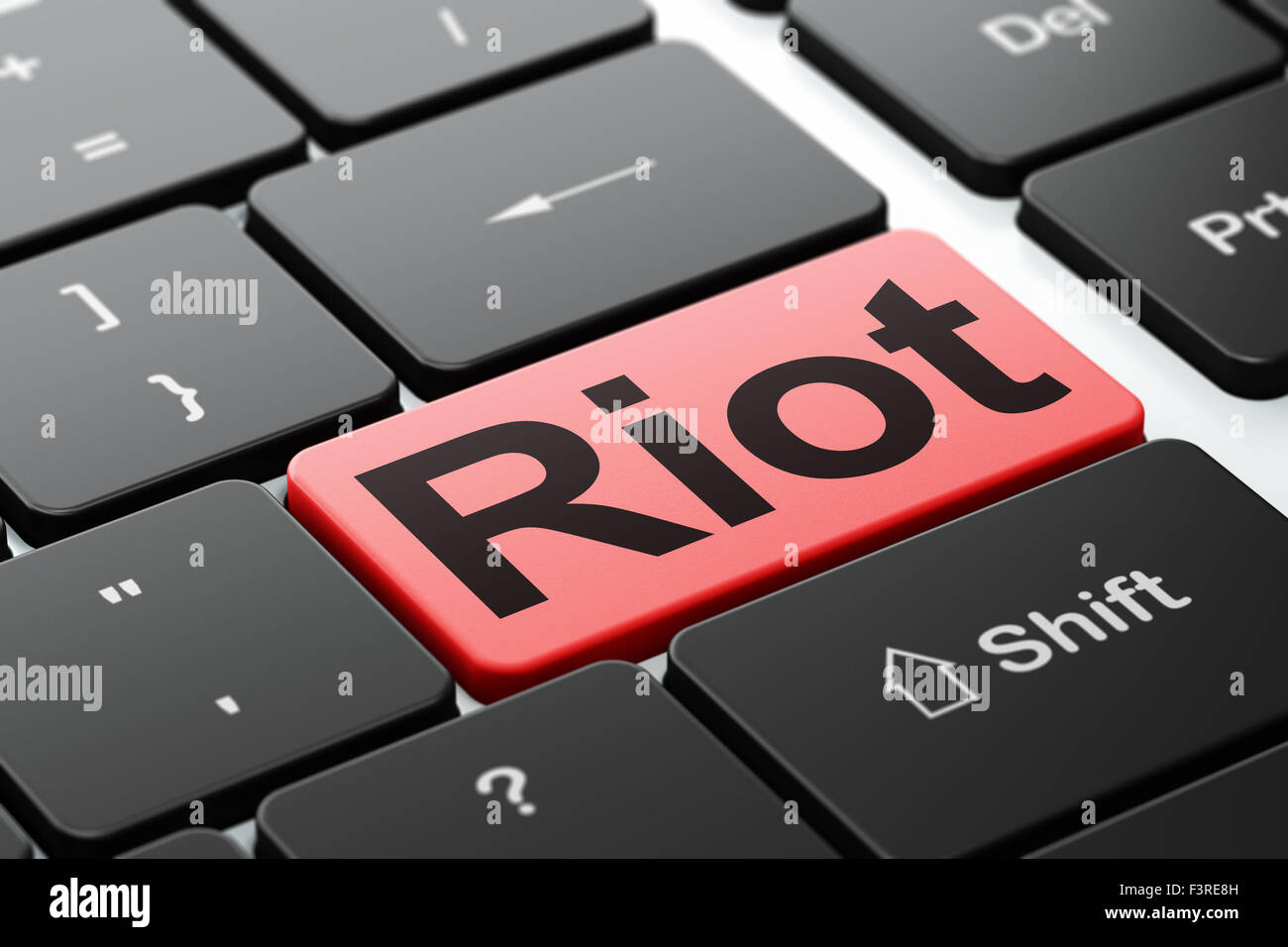 Political concept: Riot on computer keyboard background Stock Photo - Alamy
