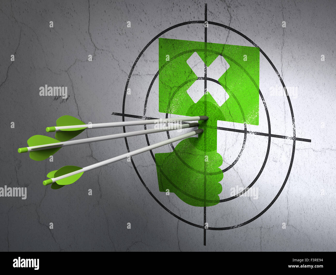 Political concept: arrows in Protest target on wall background Stock ...