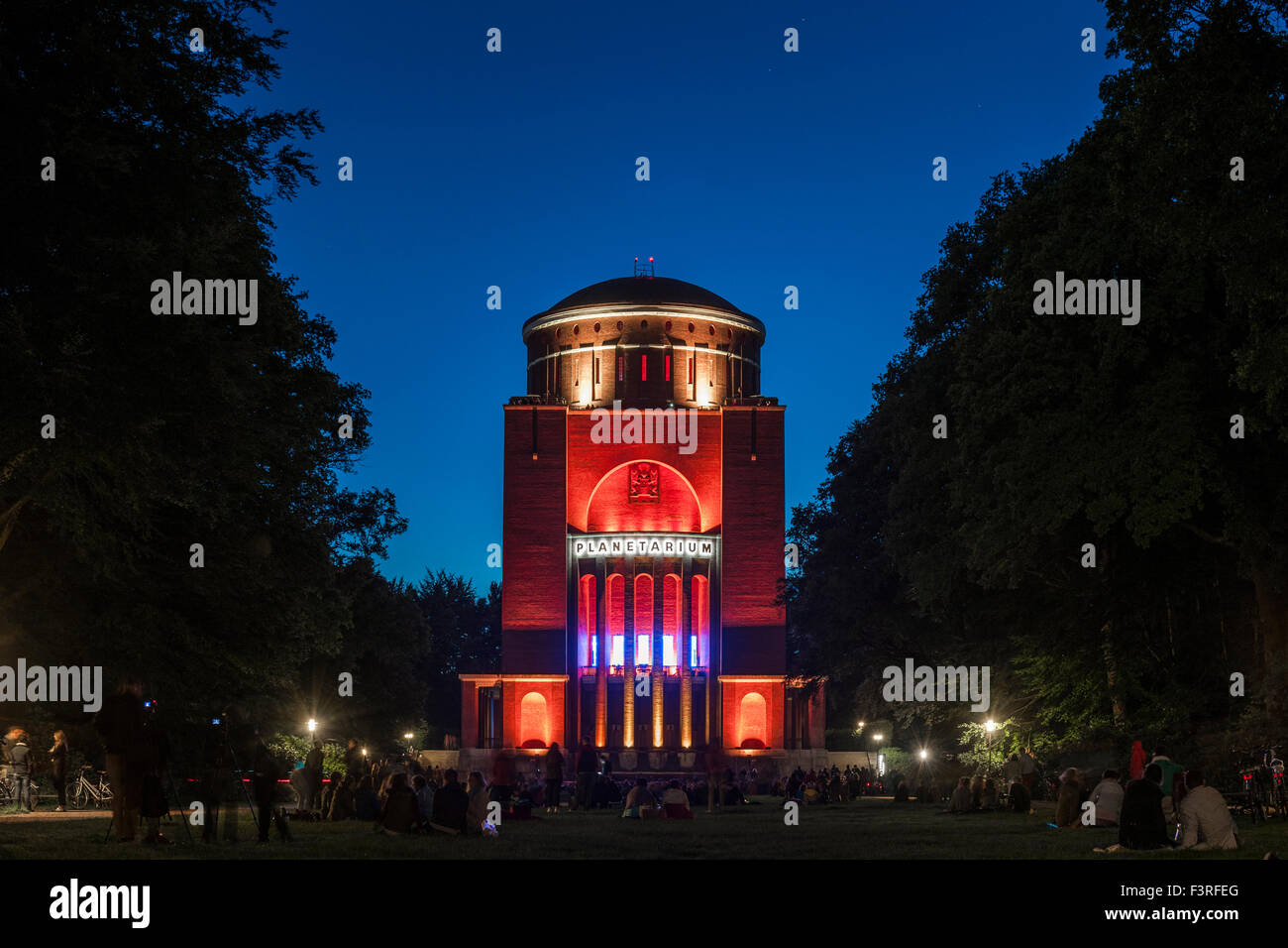 Illuminated Planetarium, Hamburg, Germany Stock Photo - Alamy