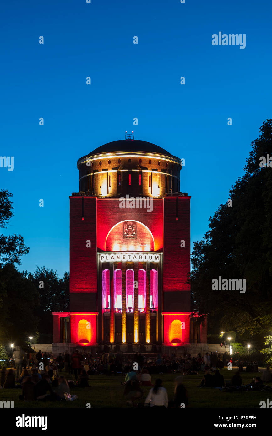 Illuminated Planetarium, Hamburg, Germany Stock Photo - Alamy