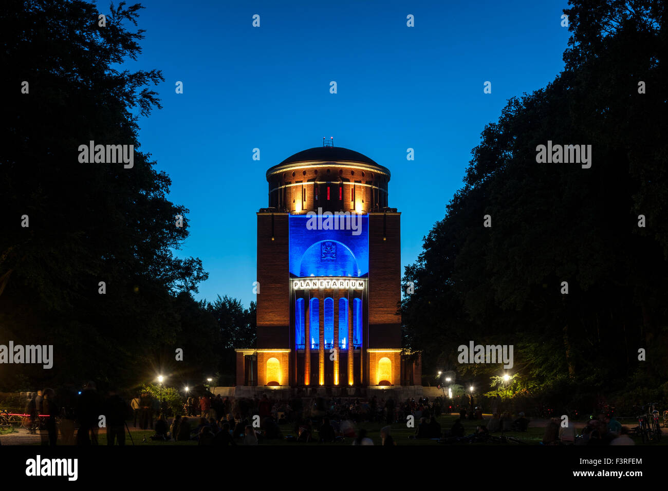 Illuminated Planetarium, Hamburg, Germany Stock Photo - Alamy