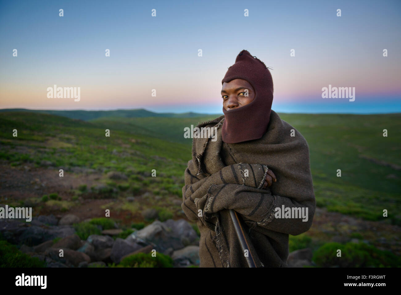 Basotho shepherd, Lesotho, Africa Stock Photo - Alamy