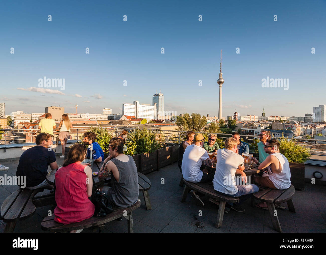 Cafe on a roof terrace, Berlin, Germany Stock Photo - Alamy