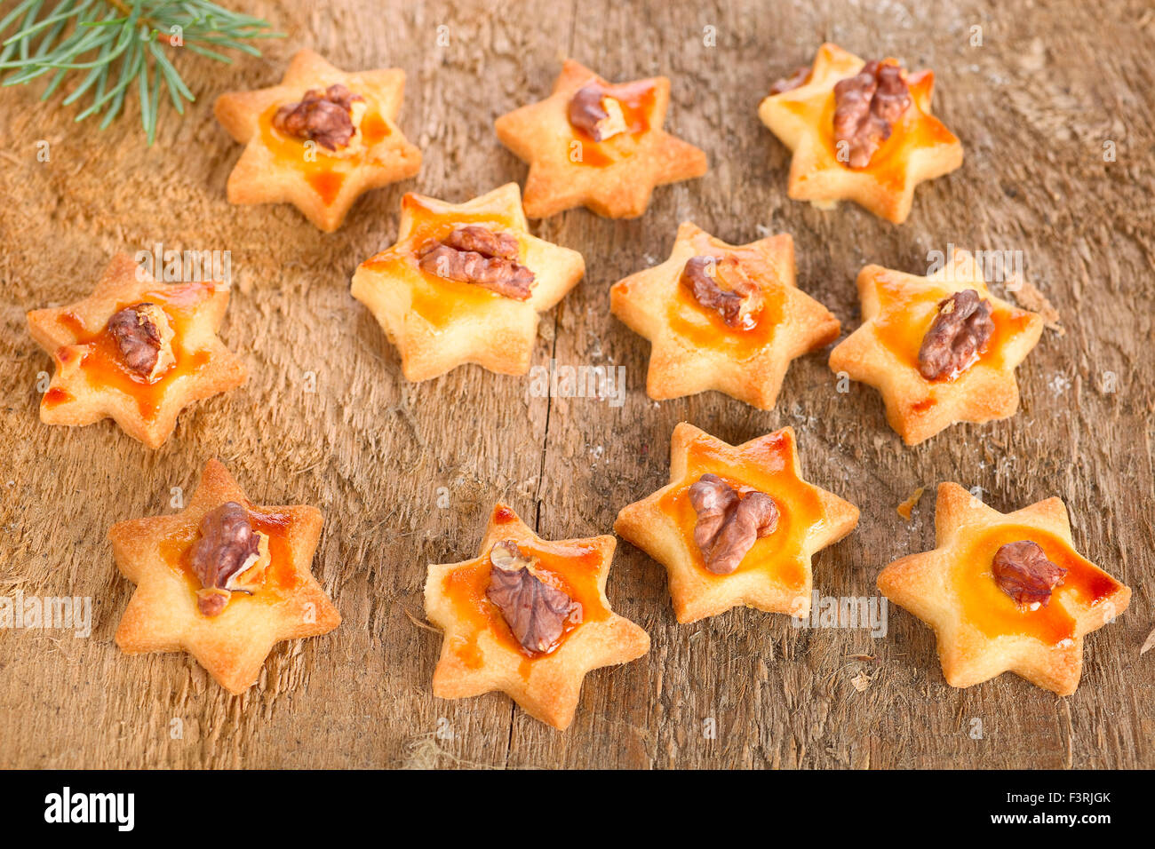 Walnut cookies on a wooden background Stock Photo - Alamy