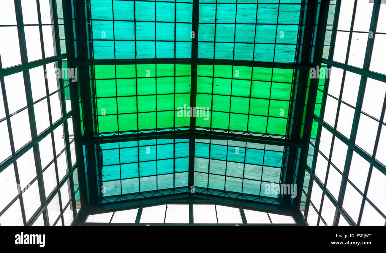 Modern green glass roof wth direct sun light Stock Photo - Alamy