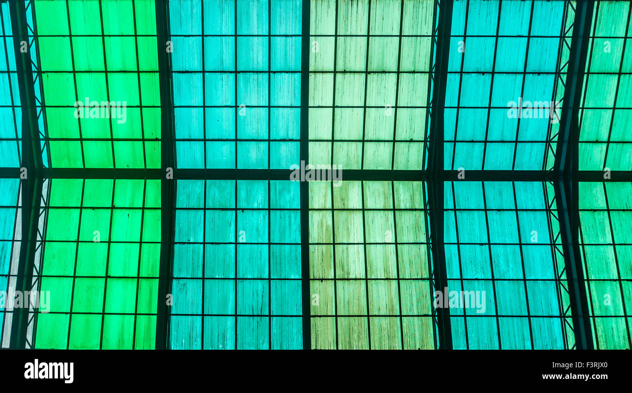 Modern green glass roof wth direct sun light Stock Photo - Alamy