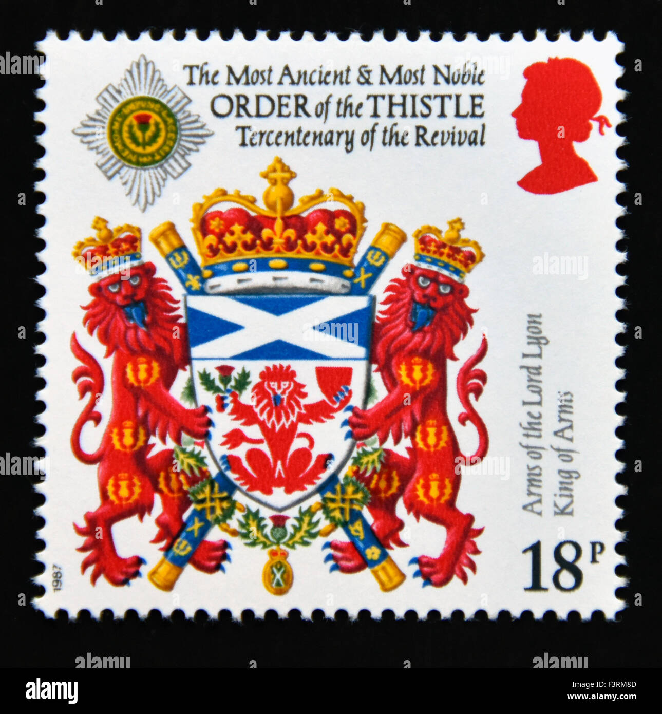 Postage stamp. Great Britain. Queen Elizabeth II. 1987. 300th ...