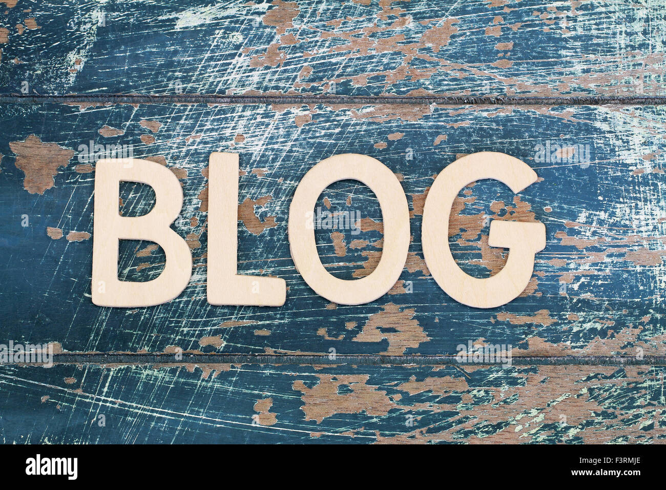 Word blog written on rustic wooden surface Stock Photo - Alamy