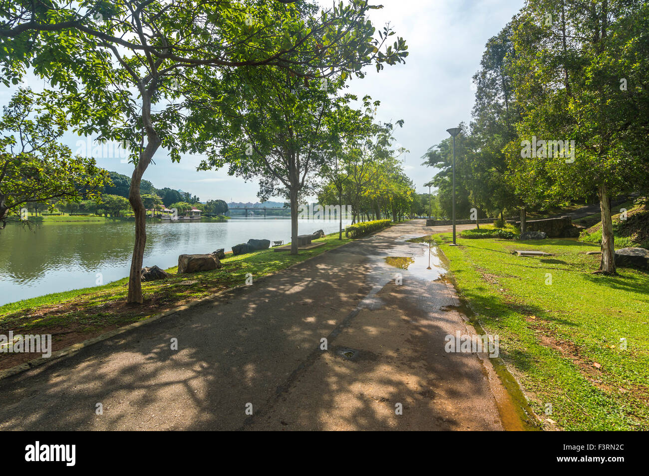 Garden street with direct sunlight Stock Photo - Alamy