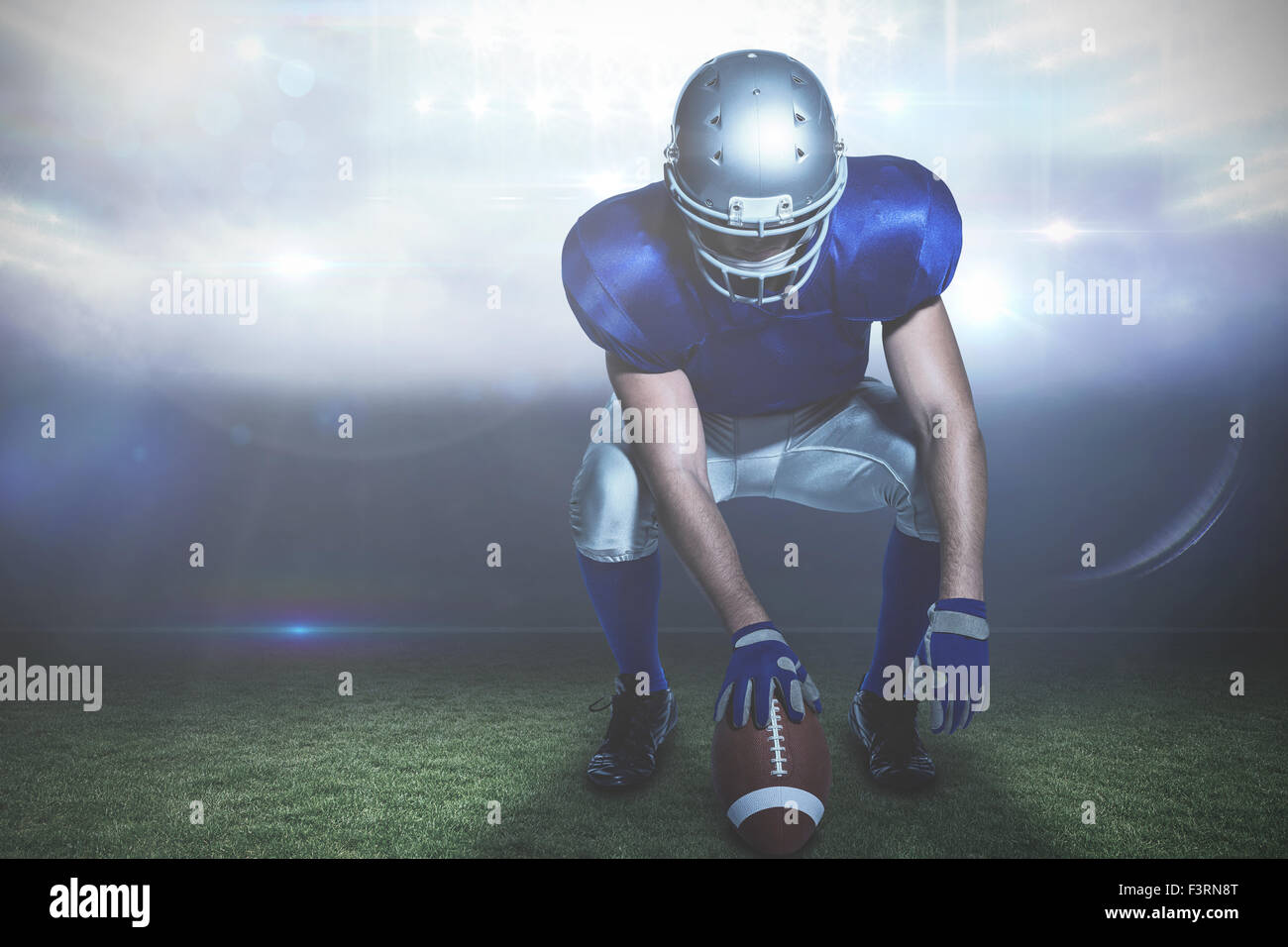 American Football Player Crouching High Resolution Stock Photography ...