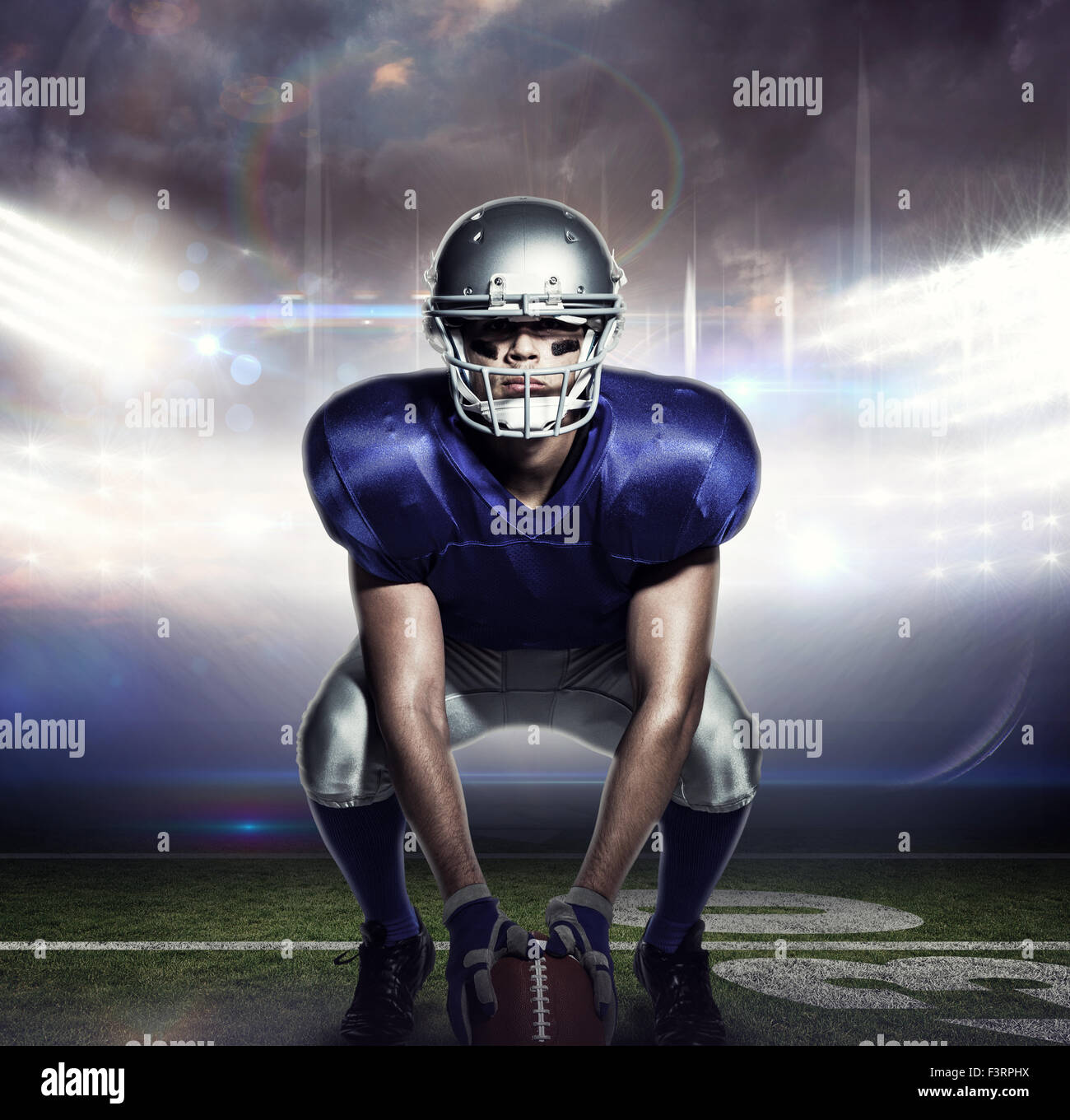 American Football Player Crouching High Resolution Stock Photography ...