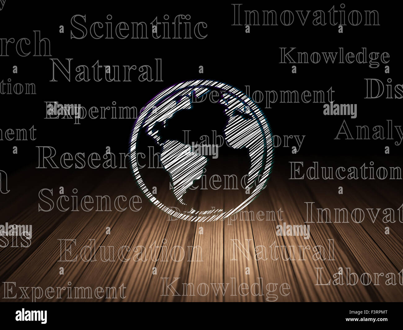 Science concept: Globe in grunge dark room Stock Photo - Alamy