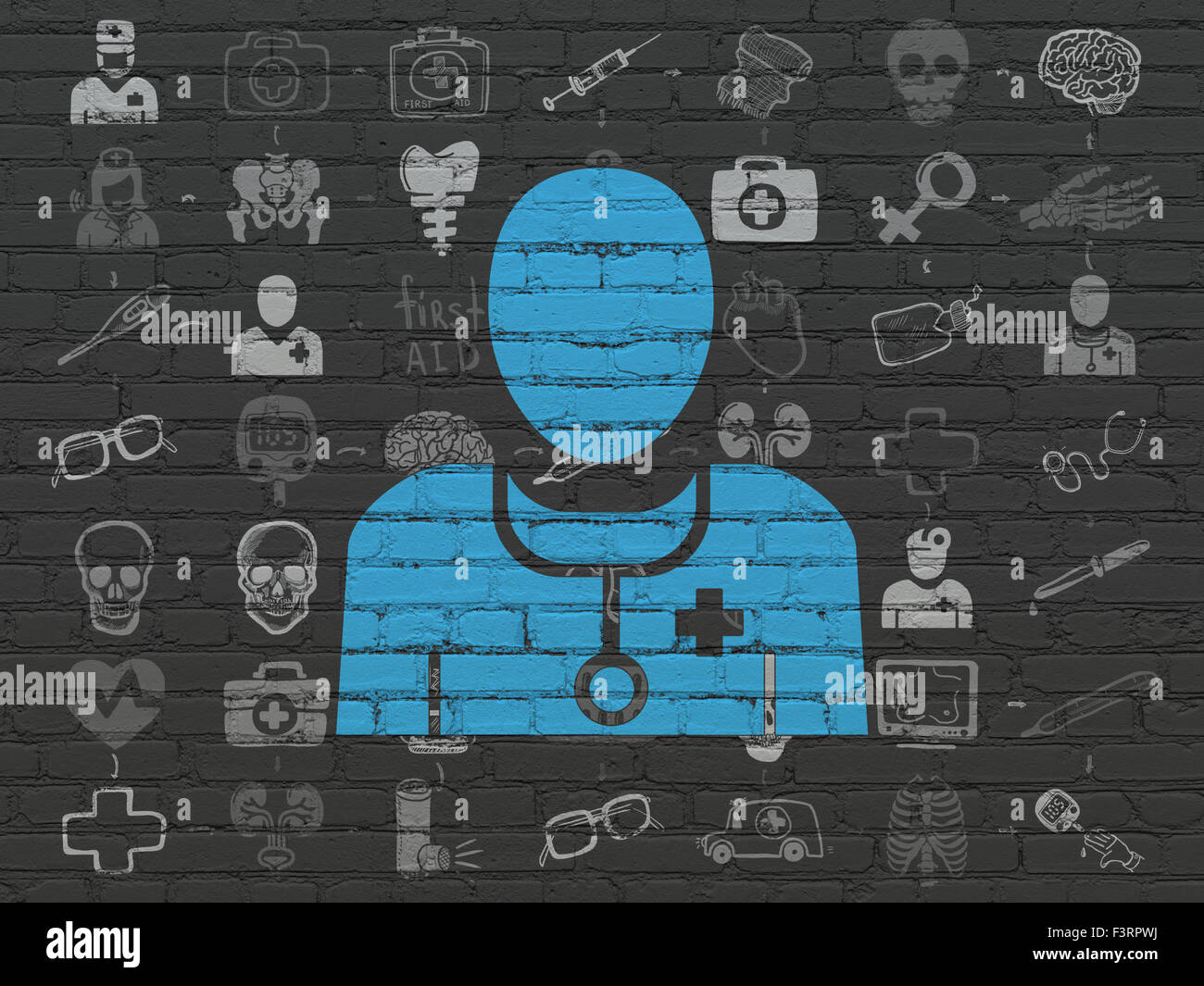 Healthcare concept: Doctor on wall background Stock Photo - Alamy