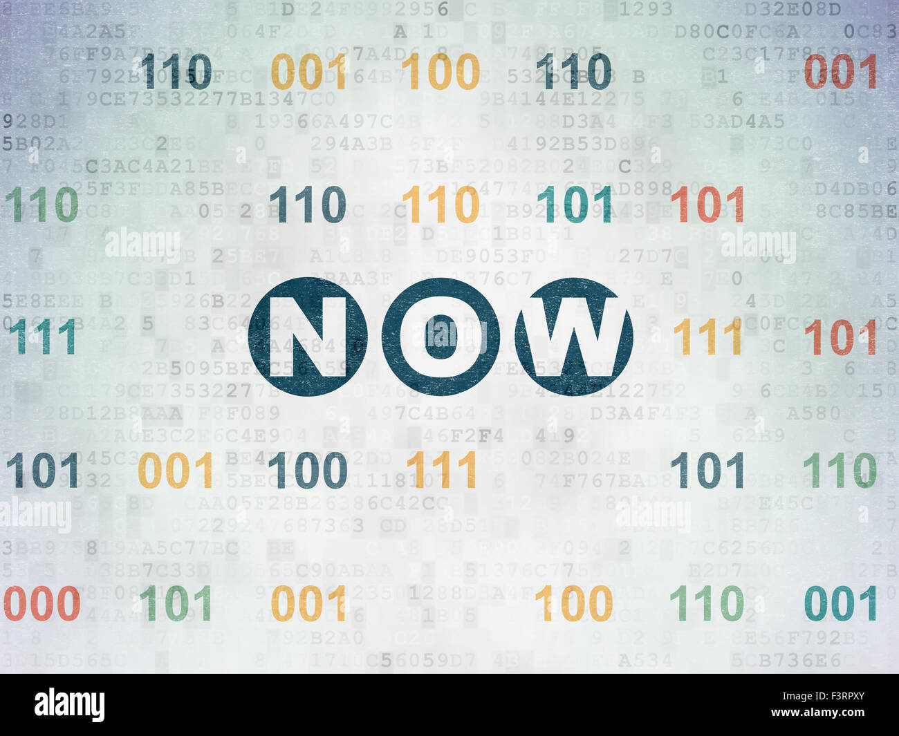 Time concept: Now on Digital Paper background Stock Photo - Alamy