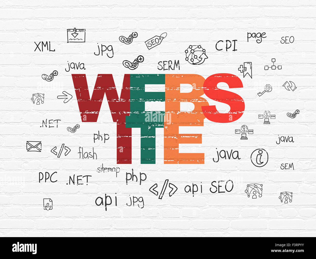 Web development concept: Website on wall background Stock Photo - Alamy