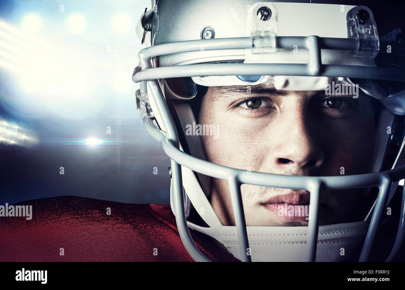 Composite image of close-up portrait of confident sportsman Stock Photo ...