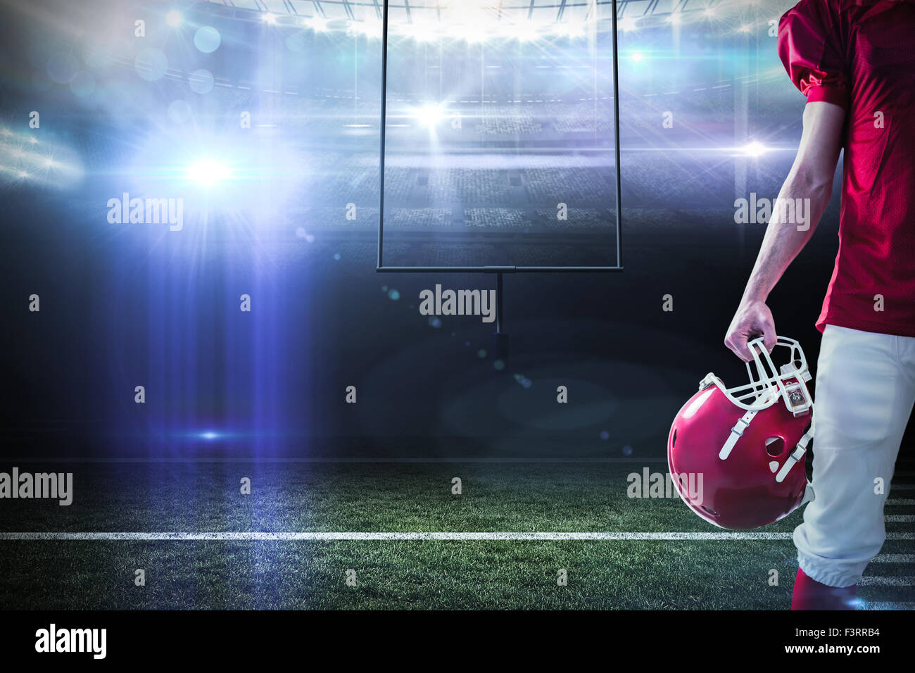 Composite image of an american football player taking his helmet on ...