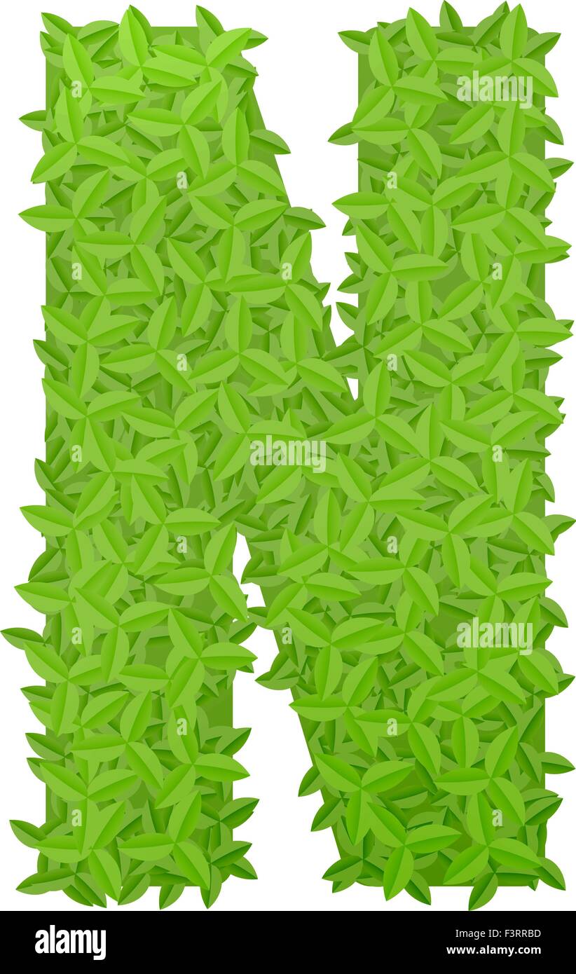Uppecase letter N consisting of green leaves Stock Vector Image & Art ...