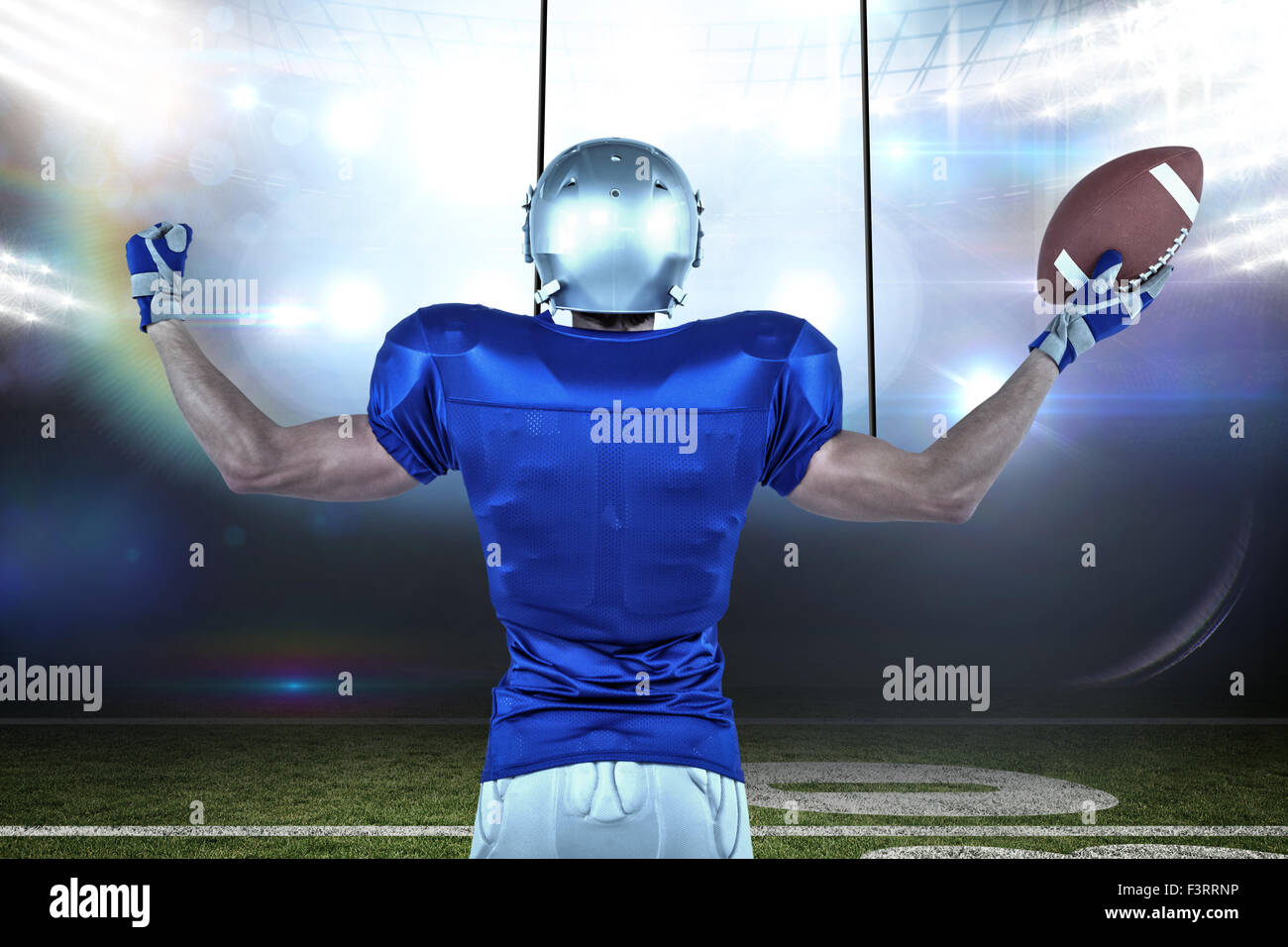 American football player flexing muscles hi-res stock photography and ...