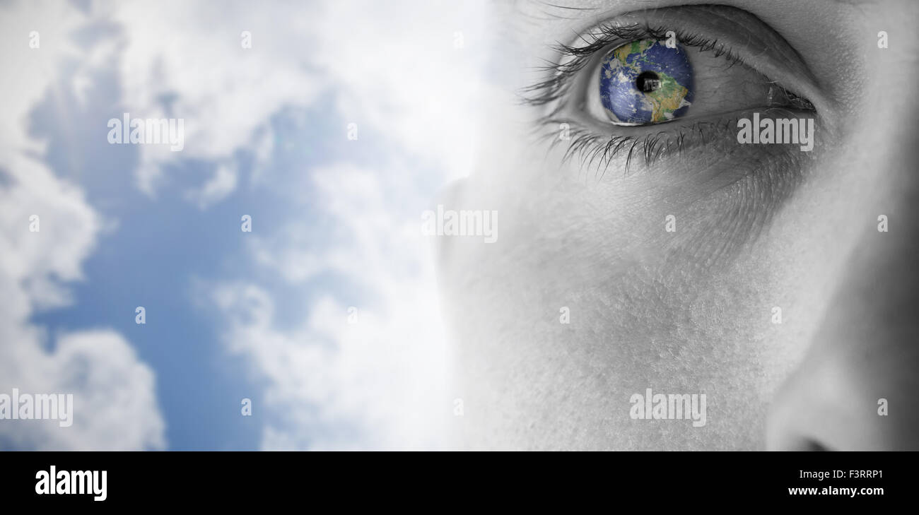 Composite image of close up of eye looking up Stock Photo - Alamy