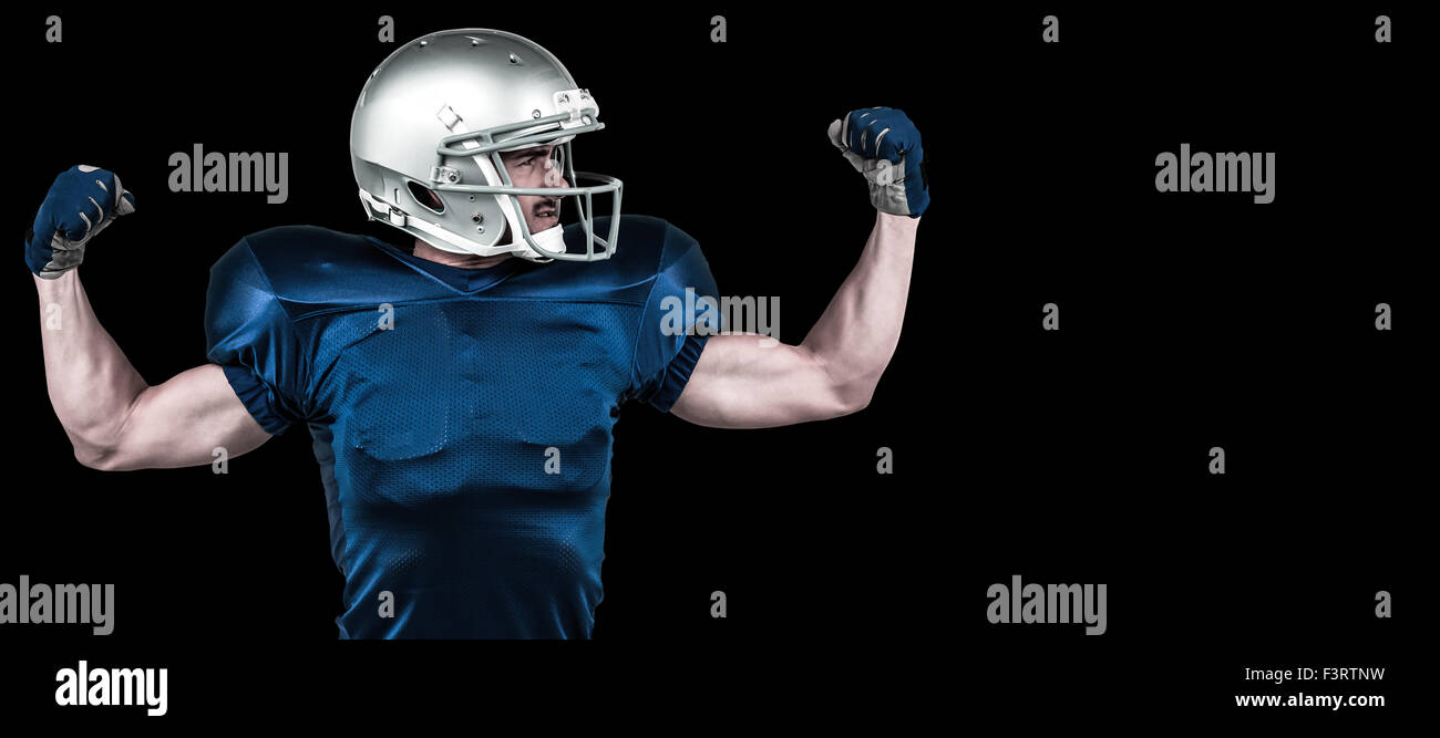 Composite image of american football player flexing muscles Stock Photo ...