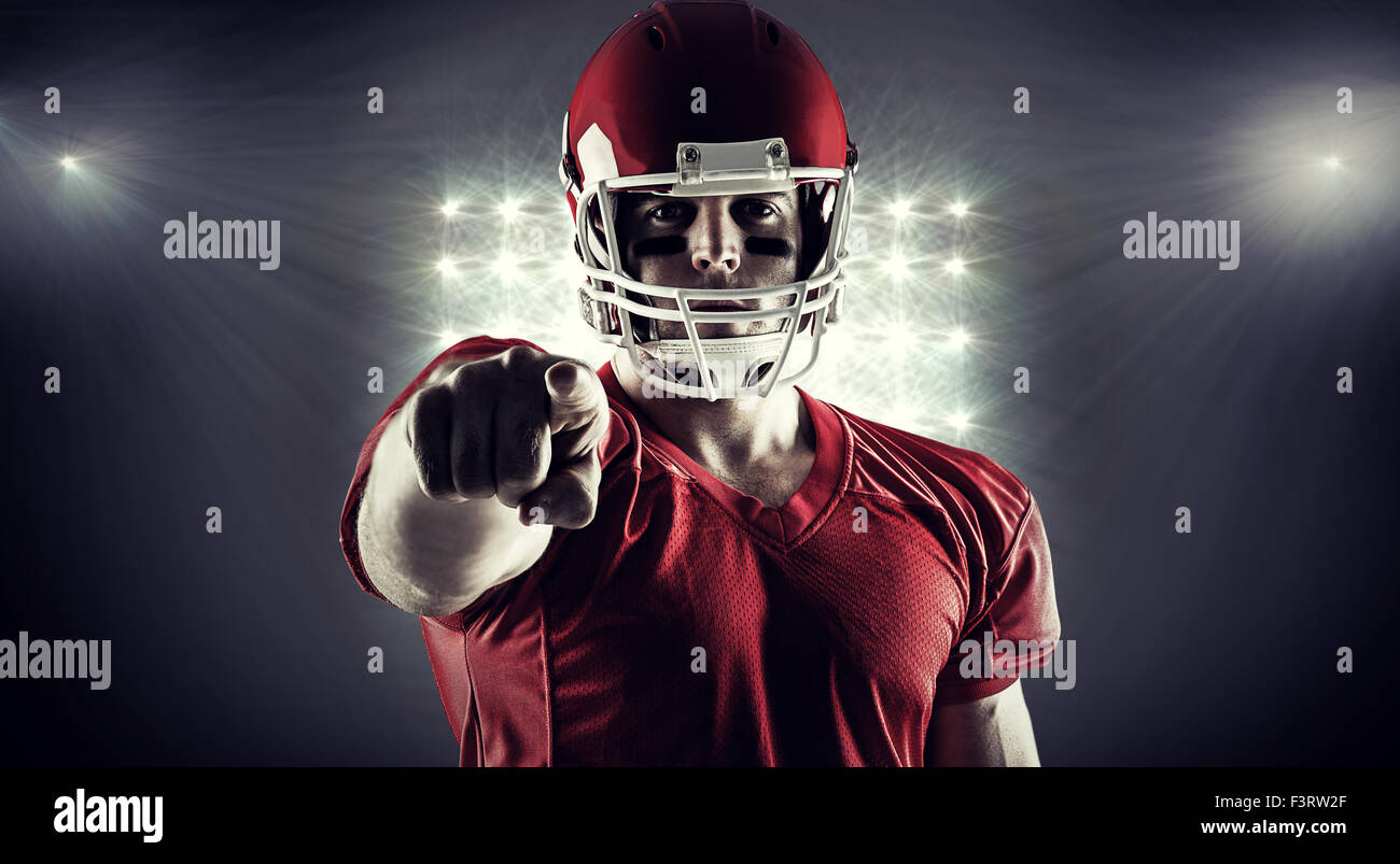 Composite image of american football player pointing at camera Stock ...