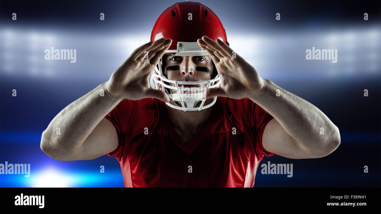 Composite image of american football player making hand gesture Stock ...