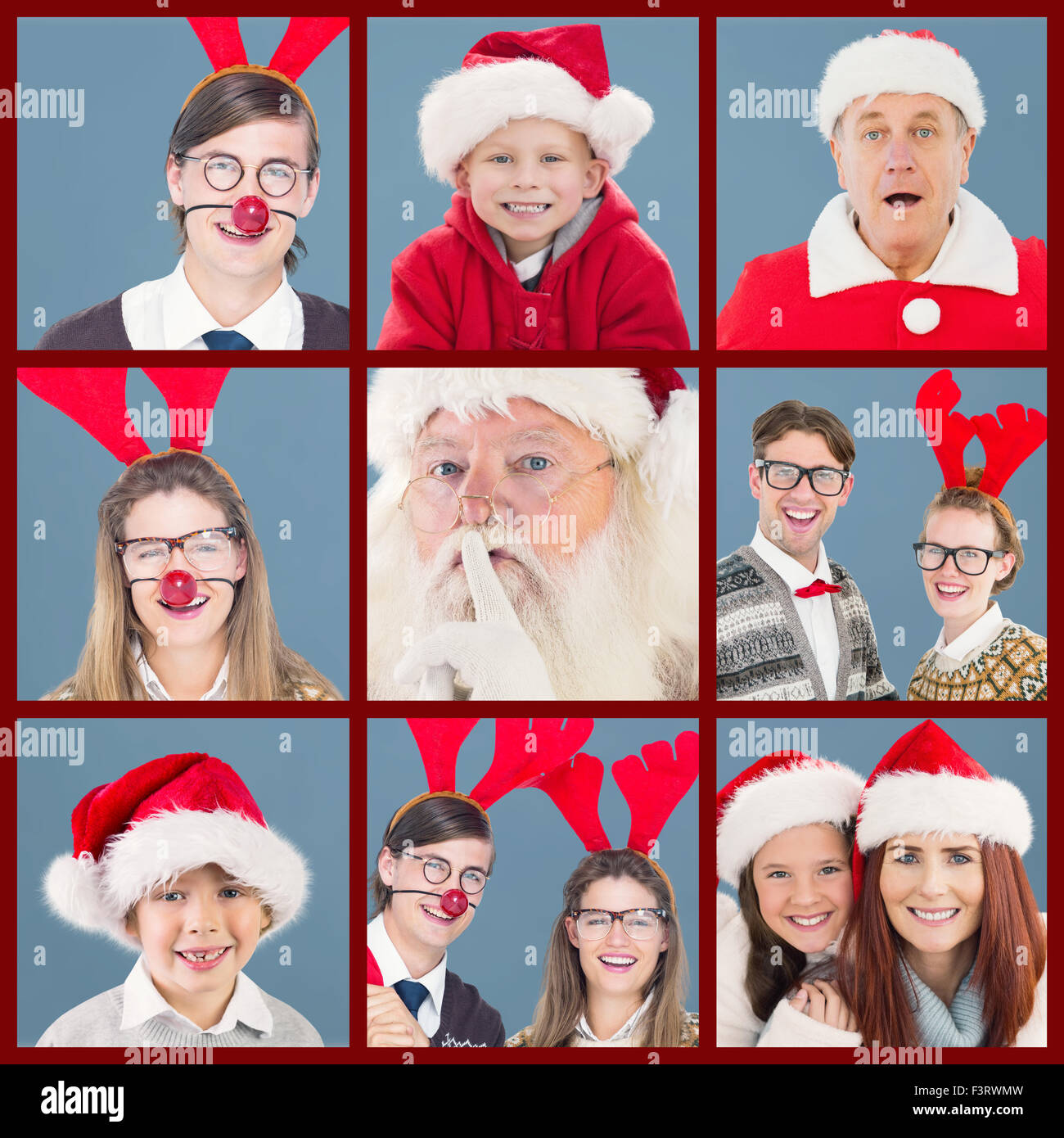 Composite image of santa asking for quiet to camera Stock Photo - Alamy