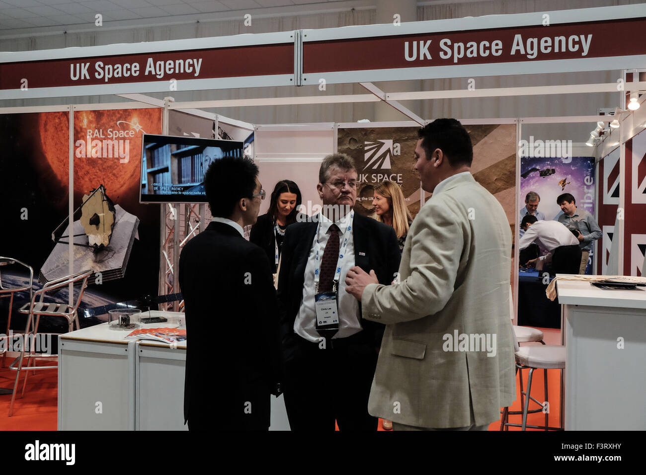 Israel. 12th October, 2015. UK Space Agency mans a booth at the ...