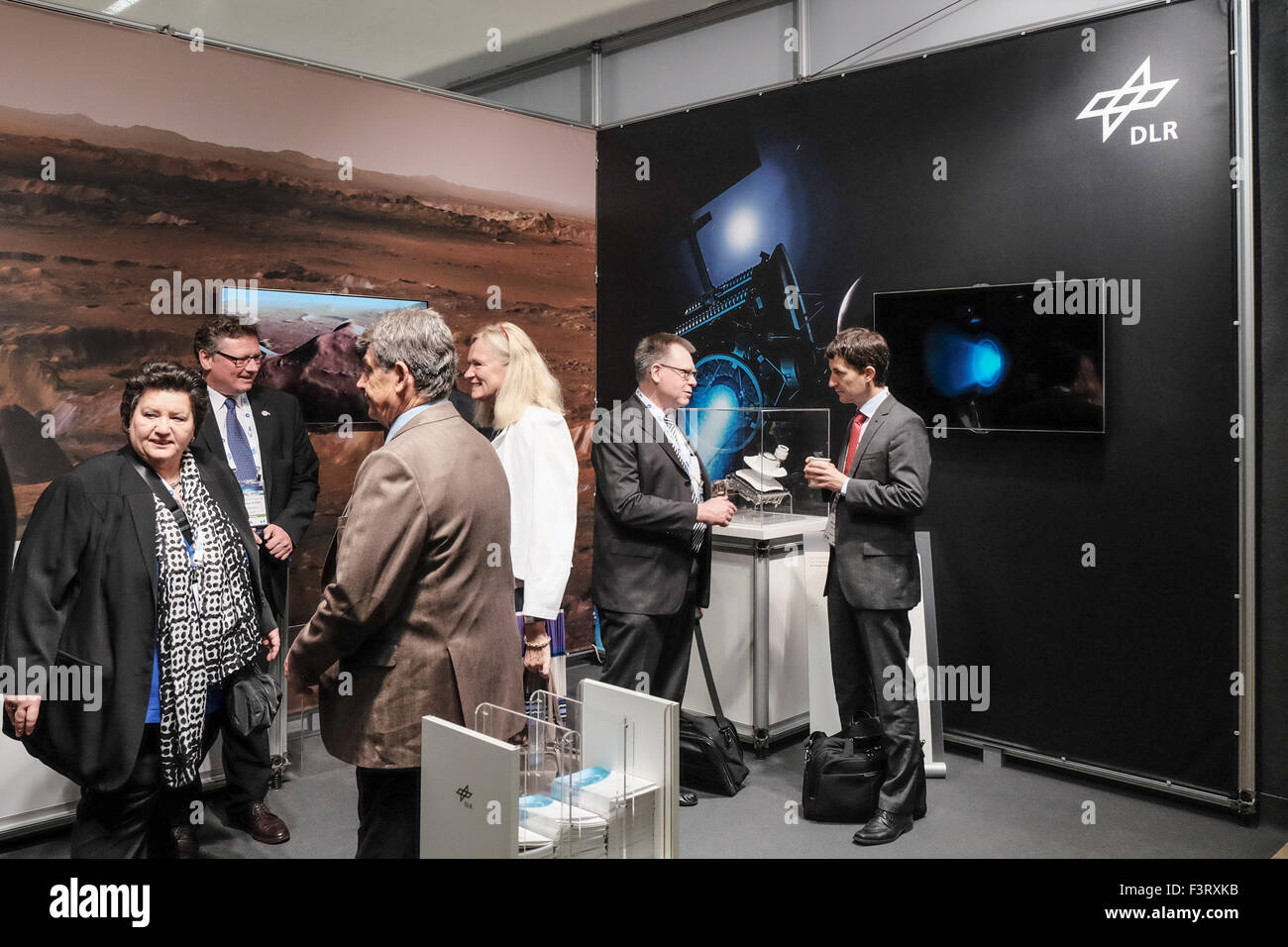 Israel. 12th October, 2015. DLR Germany mans a booth at the ...