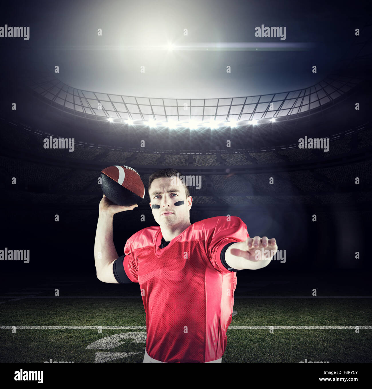 Composite image of american football player about to throw the ball ...