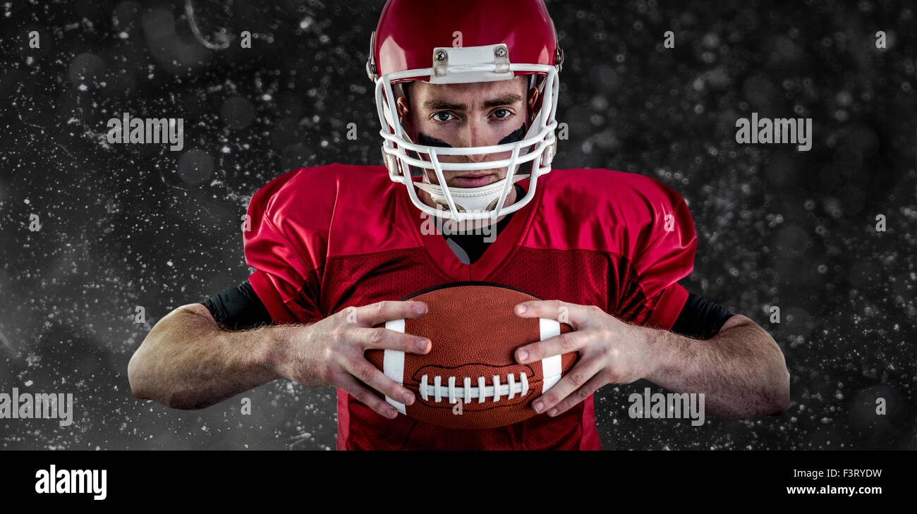 Composite image of portrait of focused american football player Stock ...