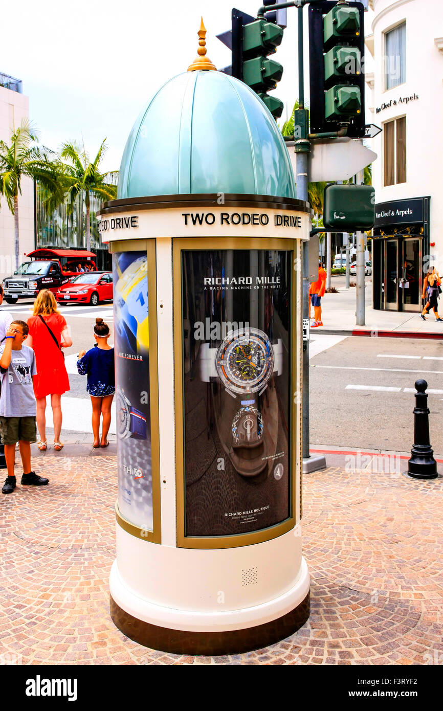 Two Rodeo Drive advertising tube in Beverly Hills California Stock ...