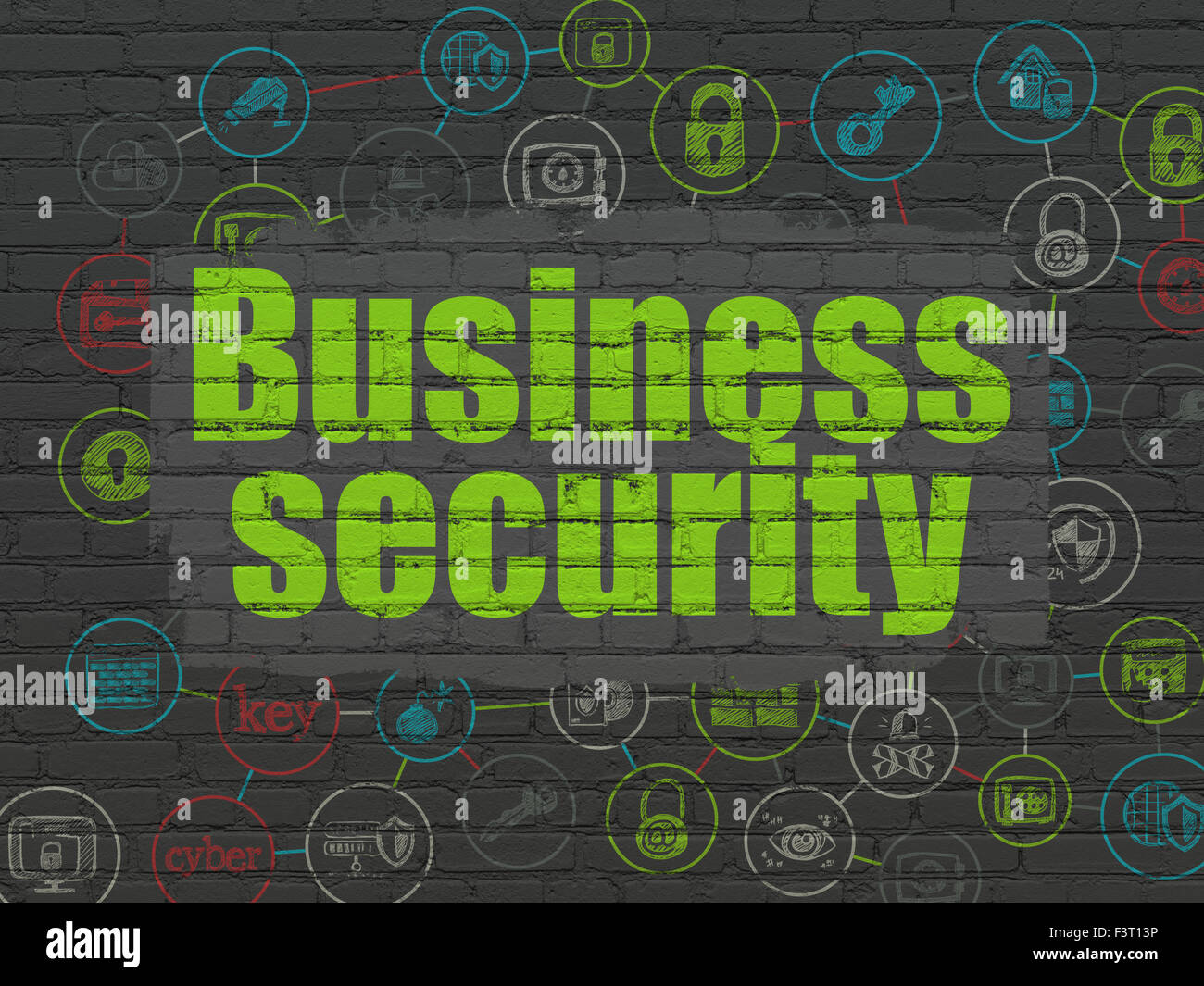 Protection concept: Business Security on wall background Stock Photo ...