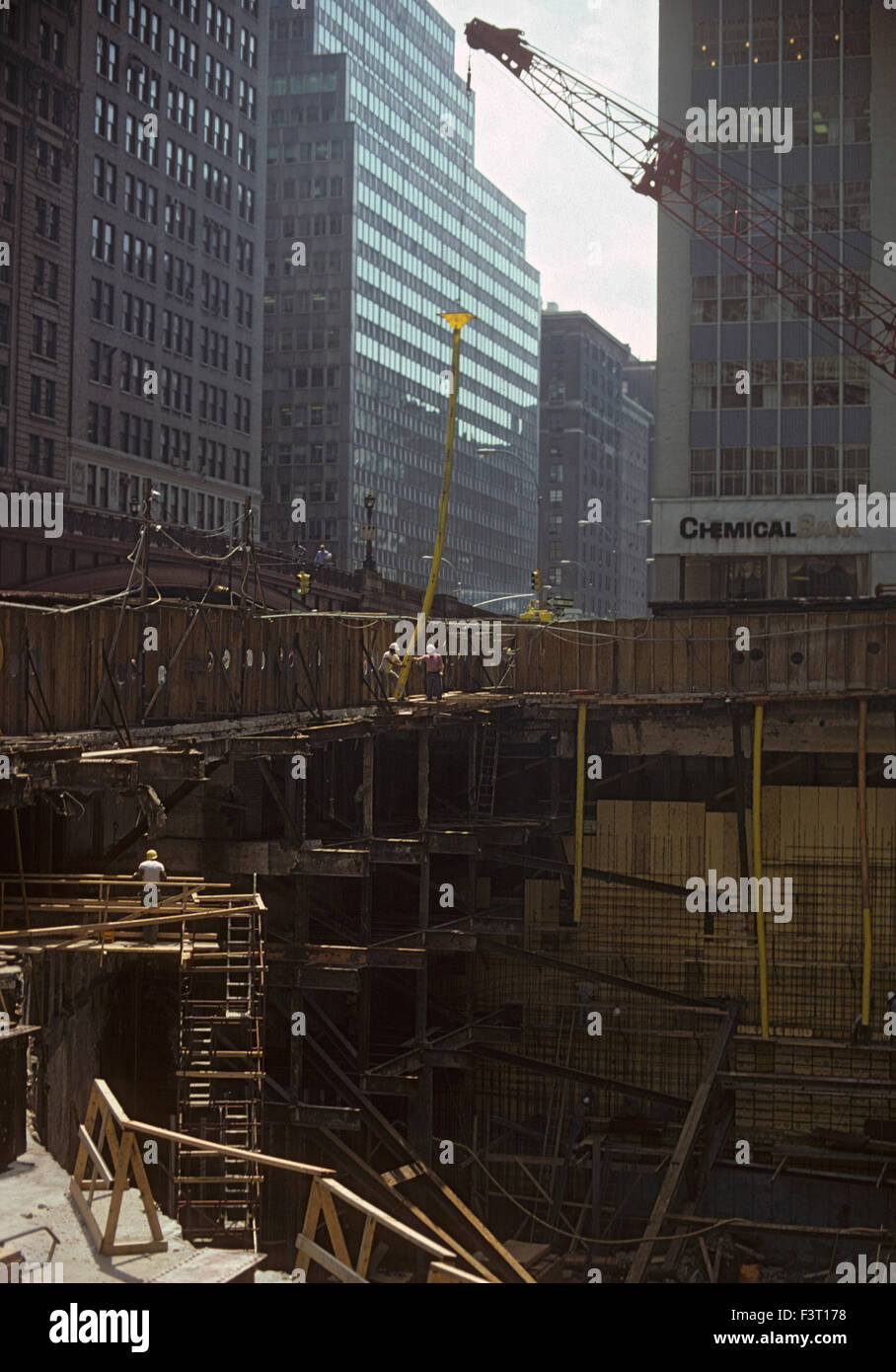 Large construction site in New York, 1980s Stock Photo - Alamy