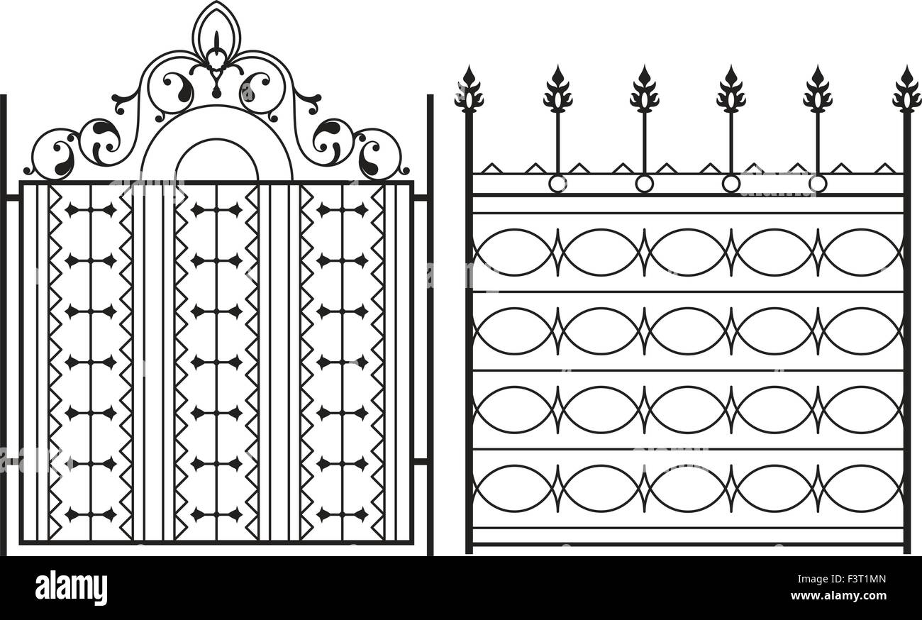 Wrought Iron Gate, Door, Fence, Window, Grill, Railing Design Vector ...