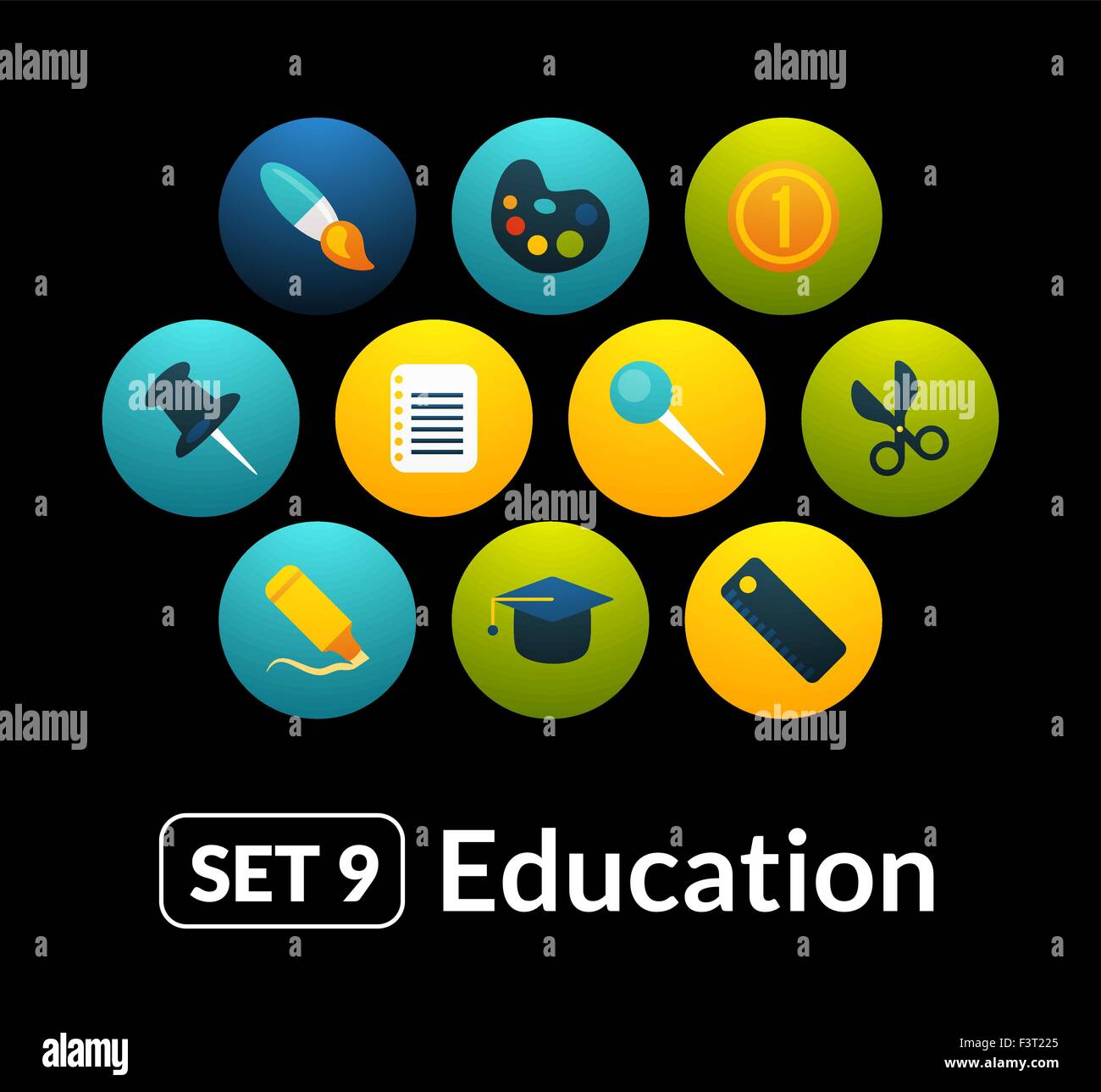 Education set icons collection hi-res stock photography and images - Alamy