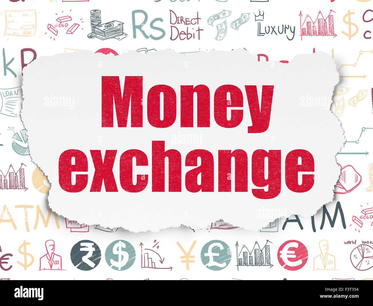 Currency concept: Money Exchange on Torn Paper background Stock Photo ...