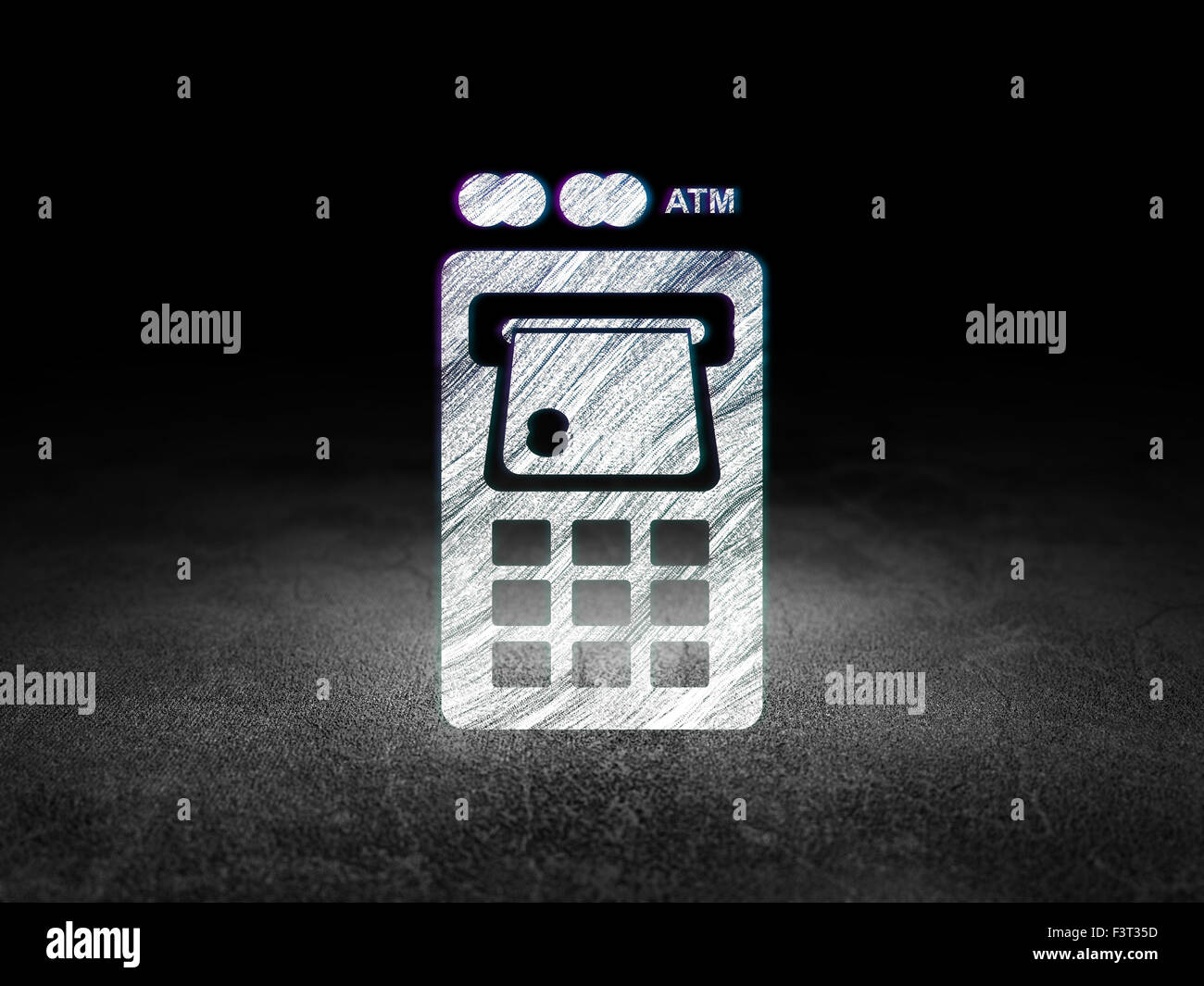 Banking concept: ATM Machine in grunge dark room Stock Photo - Alamy
