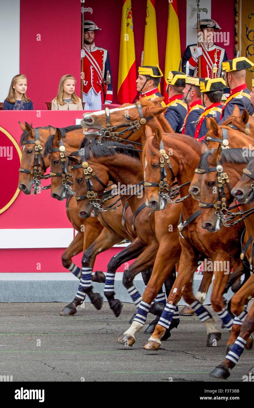 Madrid, Spain. 12th Oct, 2015. King Felipe, Queen Letitia, Princess ...