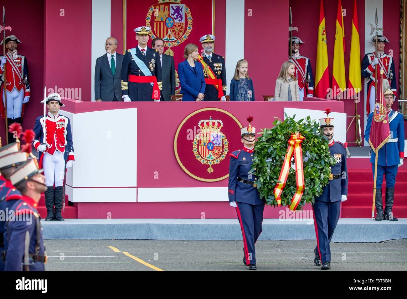 Madrid, Spain. 12th Oct, 2015. King Felipe, Queen Letitia, Princess ...