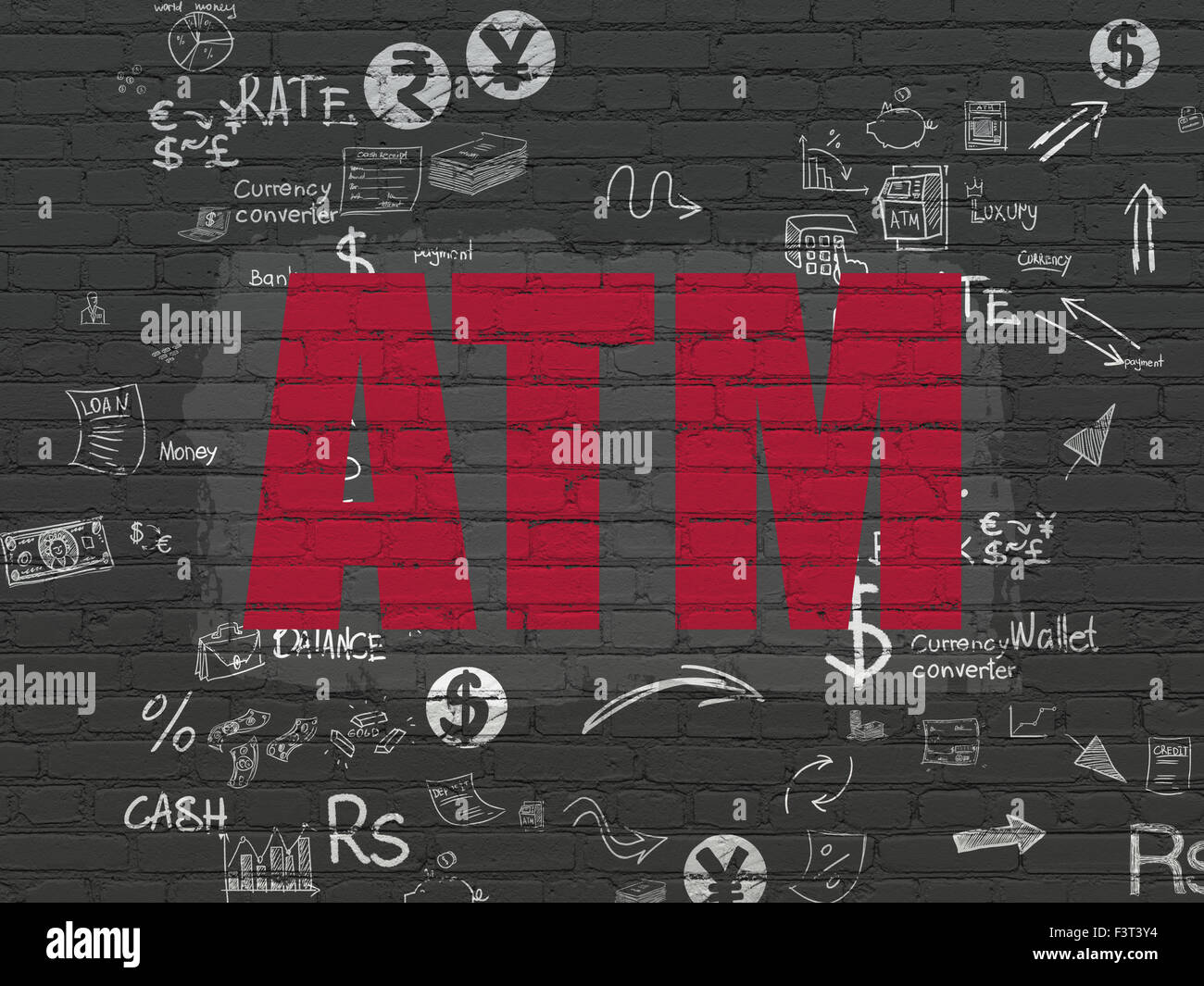 Money concept: ATM on wall background Stock Photo - Alamy
