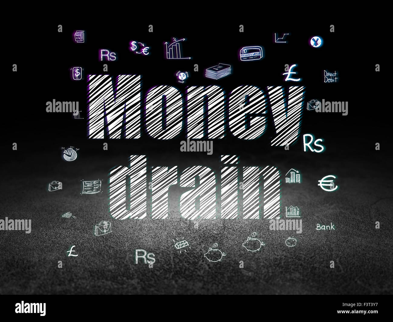 Money concept: Money Drain in grunge dark room Stock Photo - Alamy