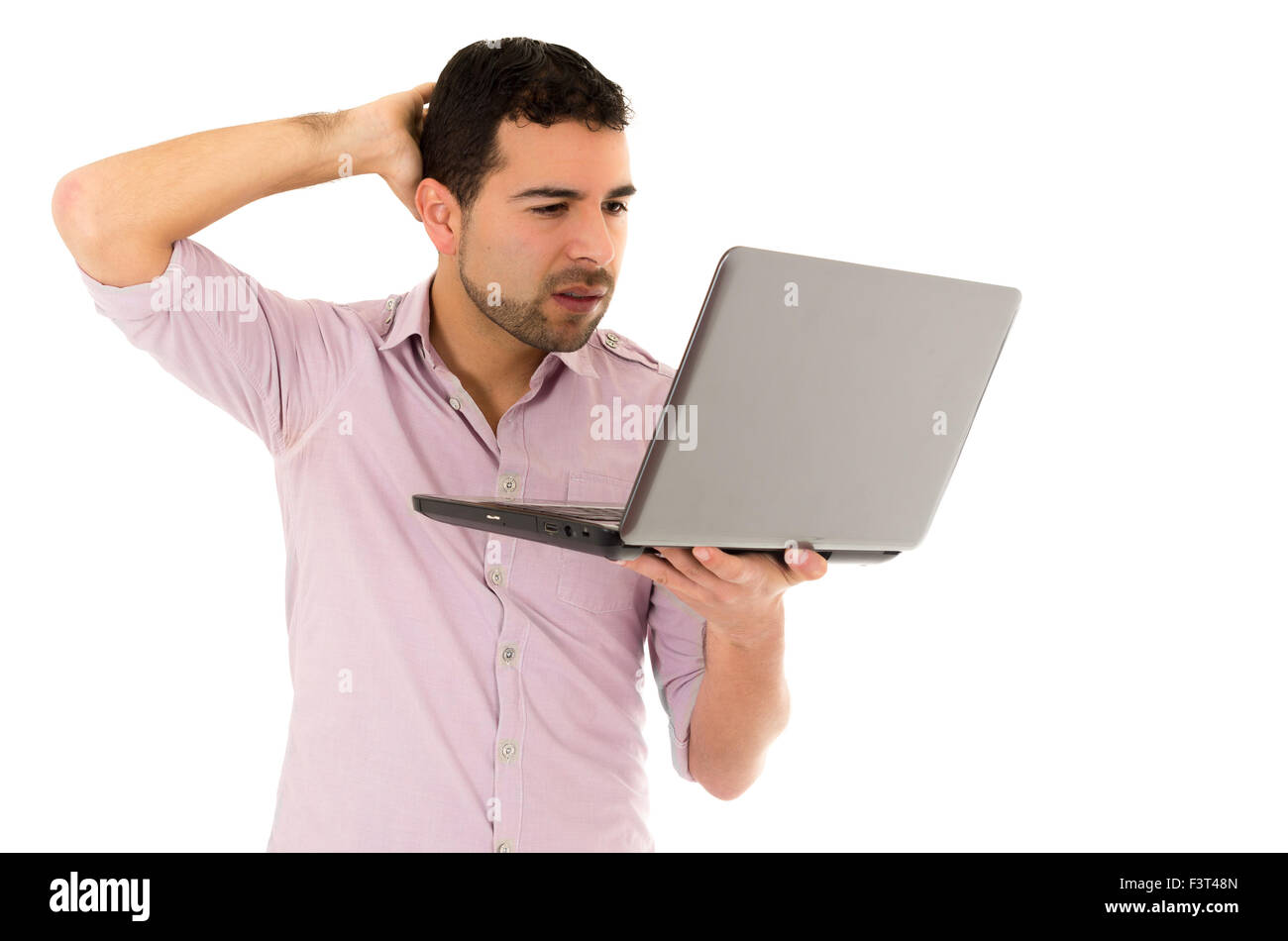 man with laptop problems Stock Photo - Alamy