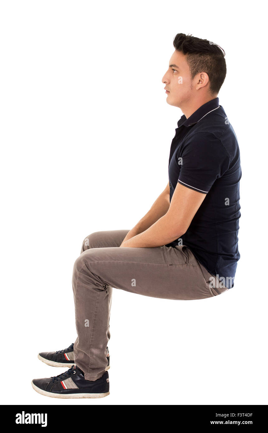 man sitting on white background Stock Photo - Alamy