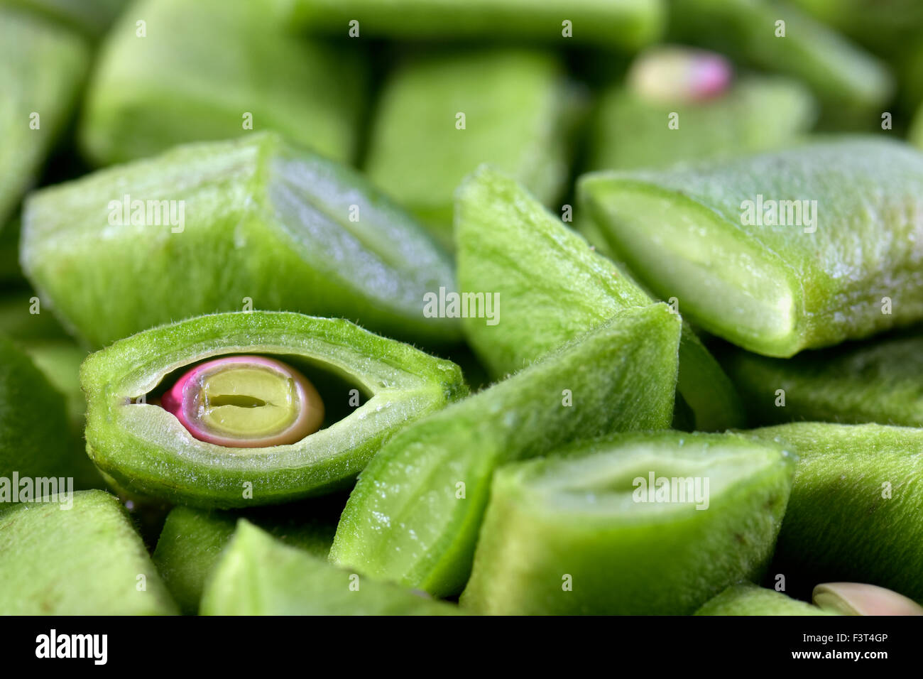 Freshly picked chopped organic runner beans Stock Photo - Alamy