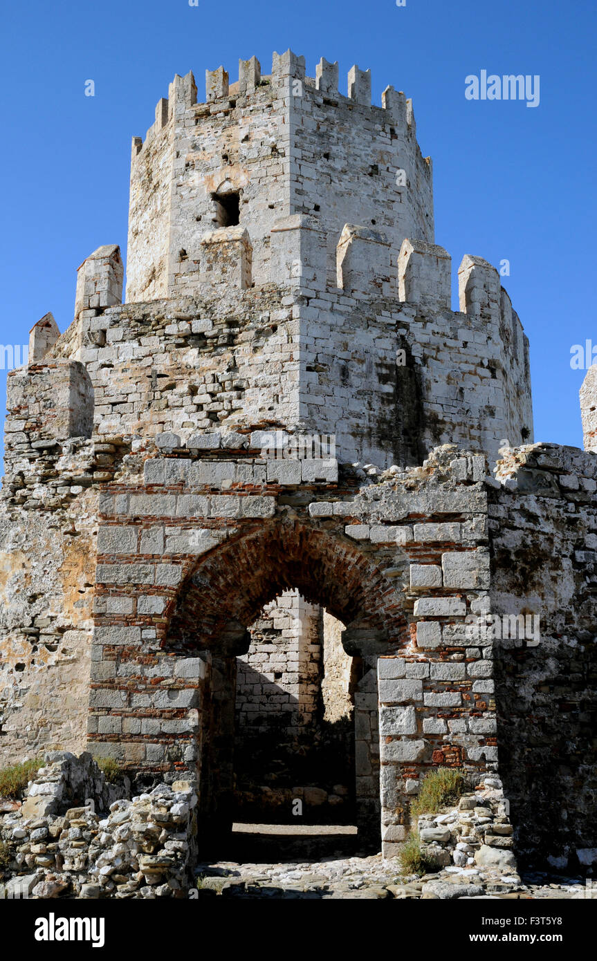 The sea tower at Methoni castle in the Greek Peloponnese. It was ...