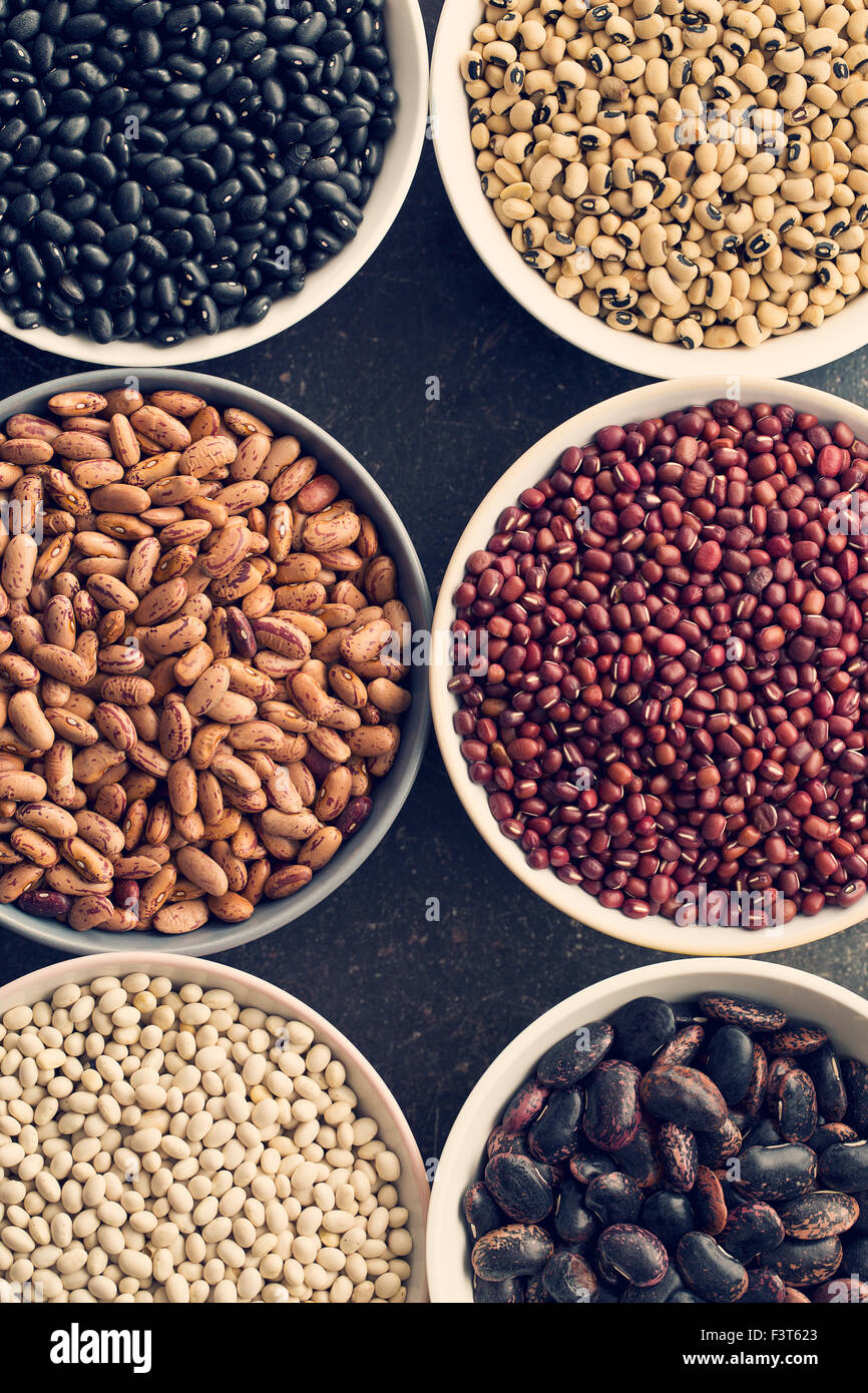various legumes in different bowls Stock Photo - Alamy