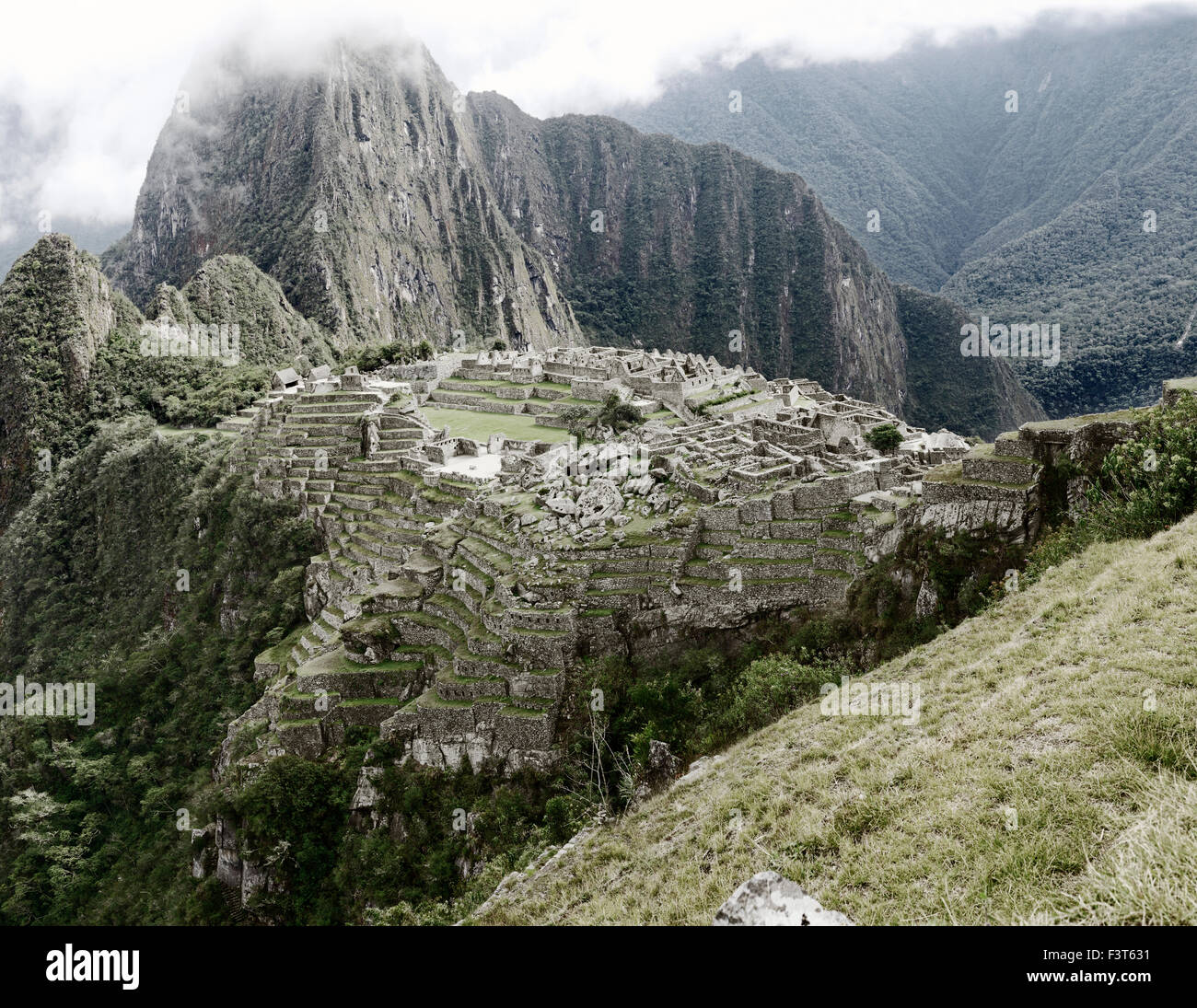 View of the ancient Inca City of Machu Picchu. The 15-th century Inca ...